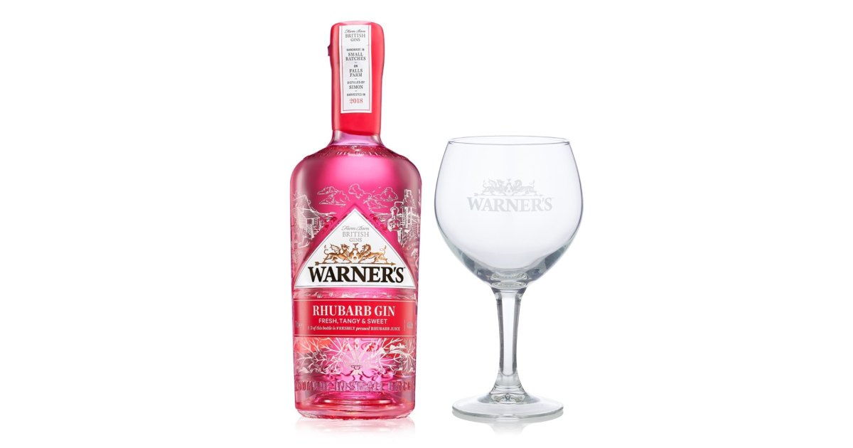 Warner's Victorias Rhubarb Gin and Balloon Gin Glass